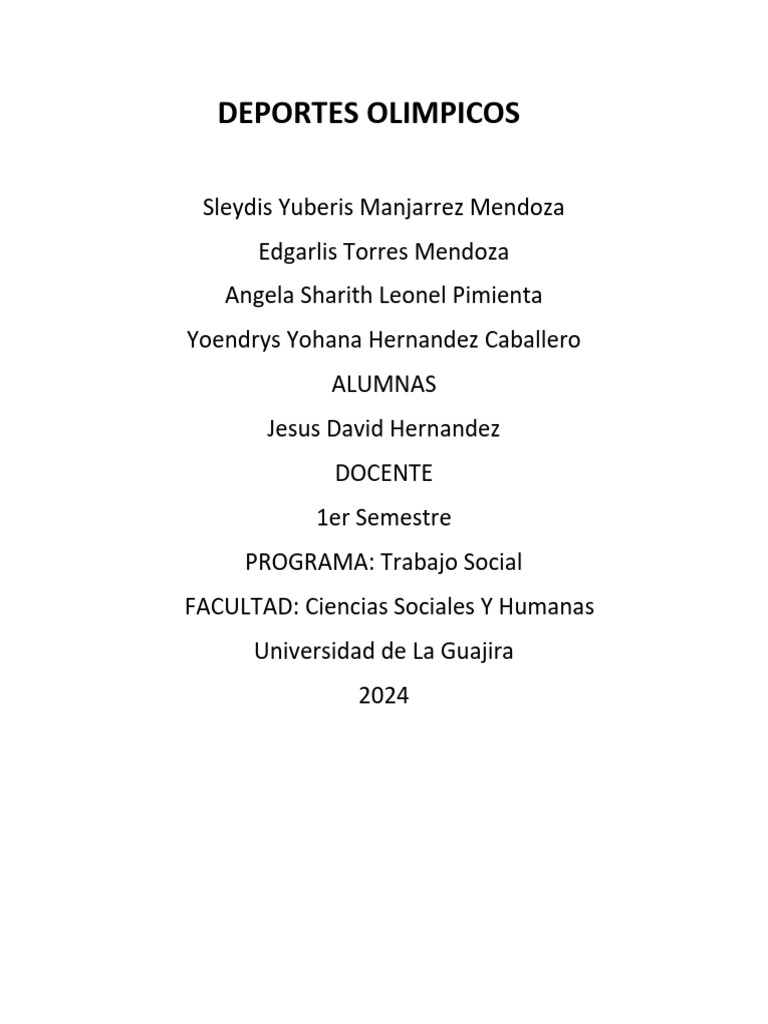 Taller Deportes Olimpicos.... | PDF | Deportes | Juegos olímpicos