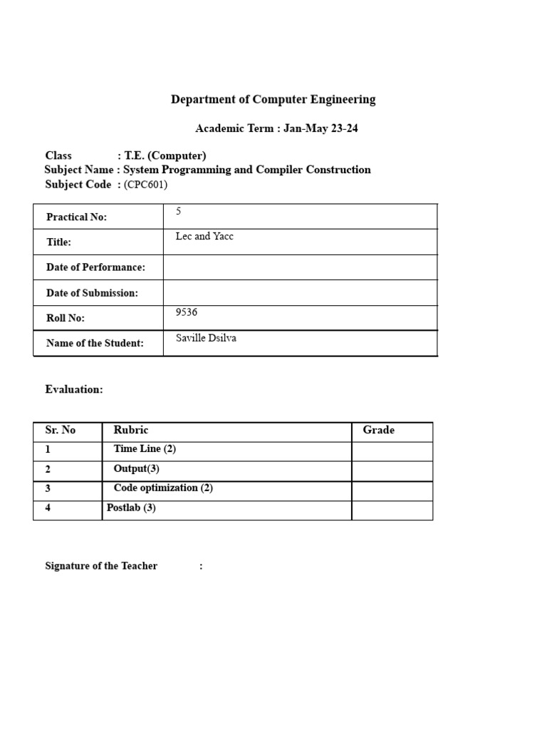 9536 Exp5 Merged | PDF | Parsing | Computer Programming