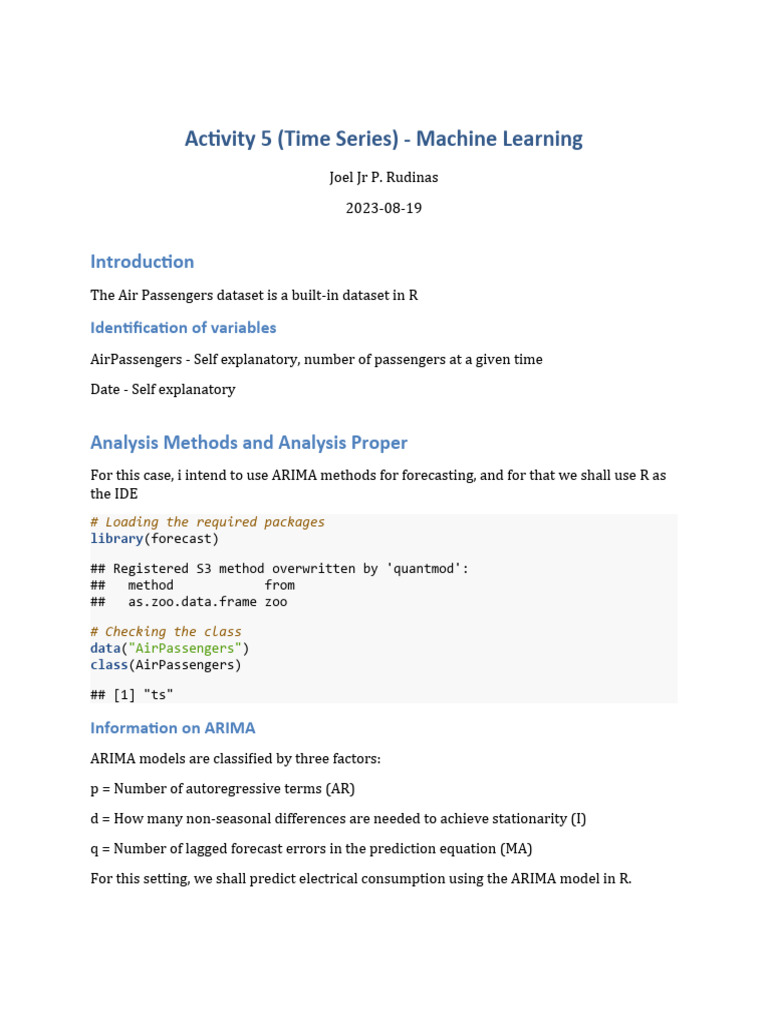 Activity 5 (Time Series) - Rudinas | Download Free PDF | Autoregressive Integrated Moving ...