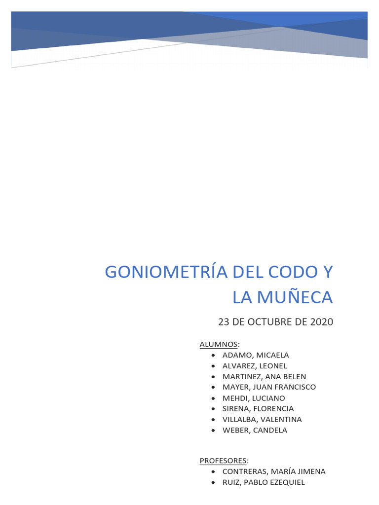 TP GONIOMETRÍA DEL CODO Y LA MUÑECA | PDF | Mano | Codo
