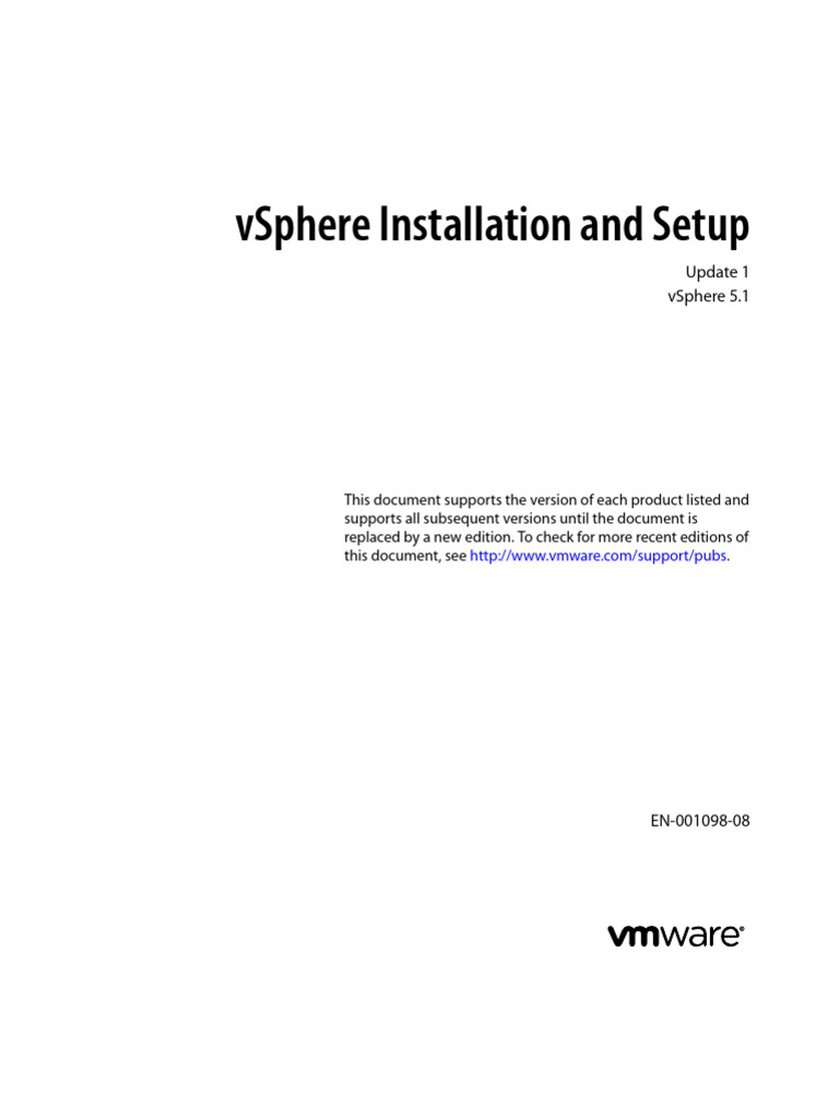 Vsphere Esxi Vcenter Server 511 Installation Setup Guide | PDF | Installation (Computer Programs ...