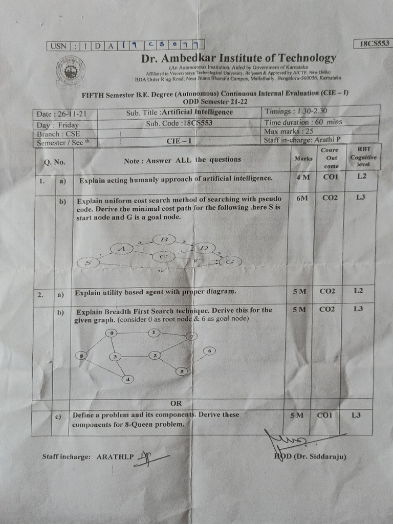 AI(CIE and SEE 2021-2022 PAPERS) | PDF | Logic | Artificial Intelligence
