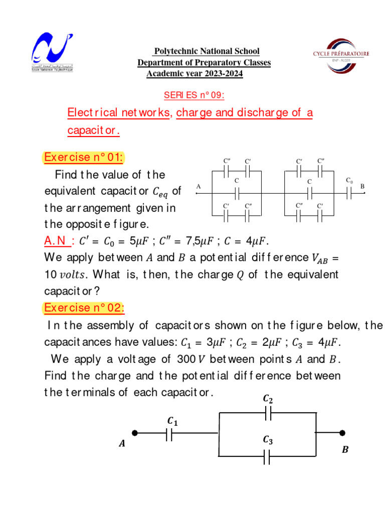 Series N°09 - Kirchhoff's Law | PDF | Capacitor | Dielectric Series N°09 - Kirchhoff's Law | PDF | Capacitor | Dielectric