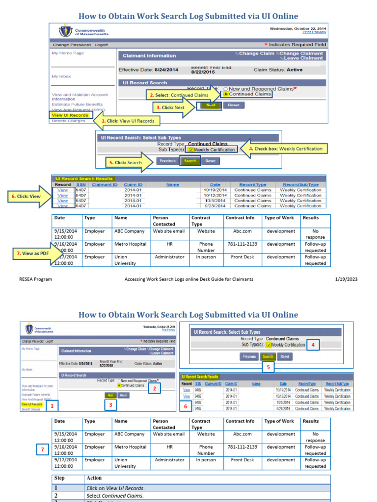 How To Obtain Work Search Log Submitted Via UI Online | PDF | World Wide Web | Internet & Web