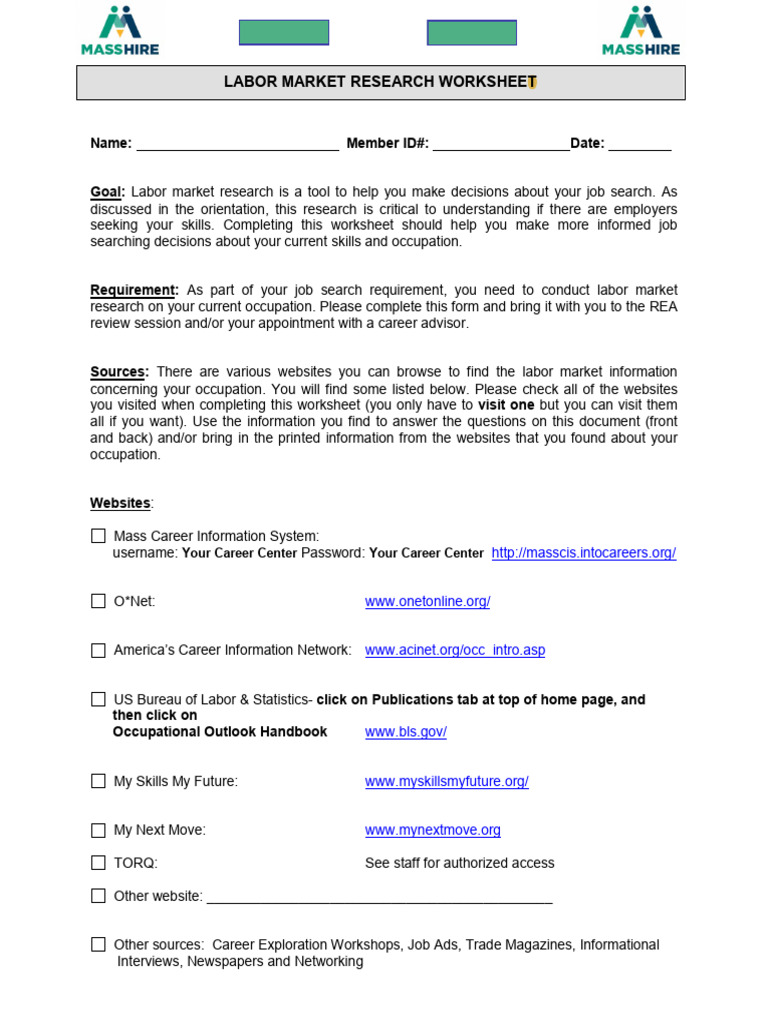 LMI Research Worksheet | PDF | Employment | Business