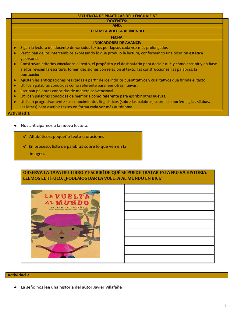 Actividades sobre "La vuelta al mundo" | PDF