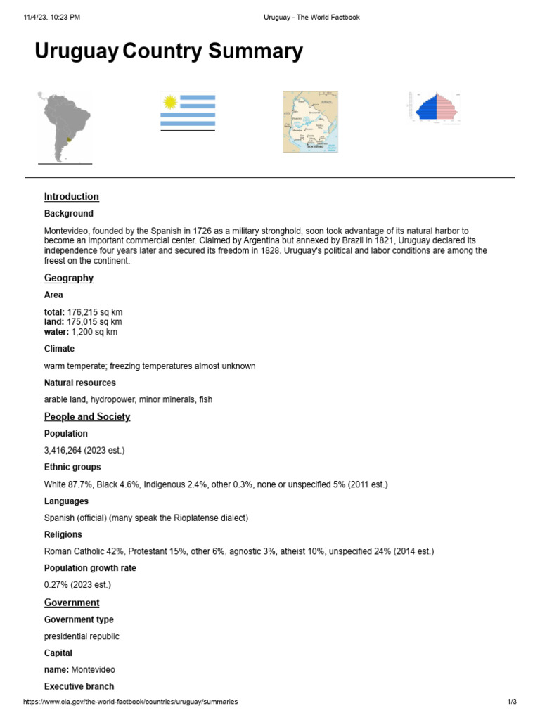 Uruguay - The World Factbook | Download Free PDF | Uruguay | Economies