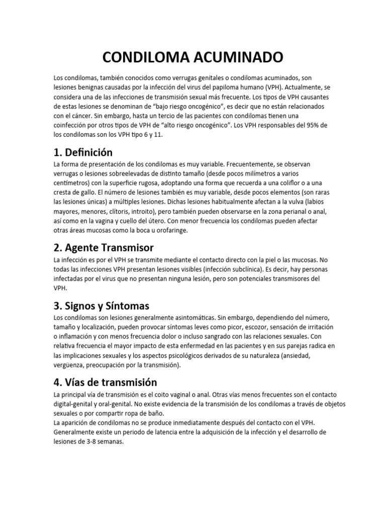 Condilomas Acuminados: Causas y Tratamiento | PDF | Ciencias de la ...