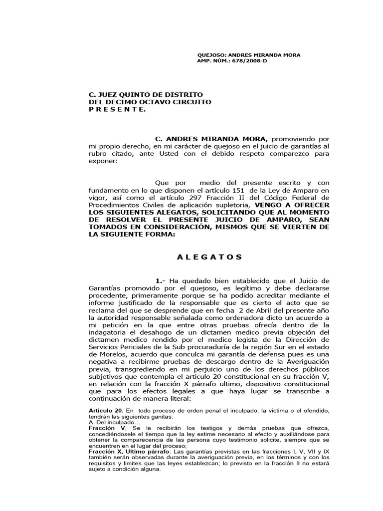Alegatos Amparo Descargar Gratis Pdf Ley Procesal Judicaturas