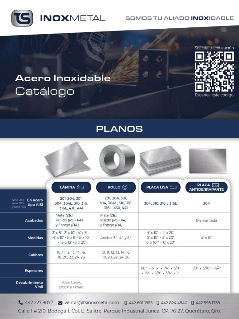Catalogo Ts Inoxmetal | PDF | Acero | Rieles