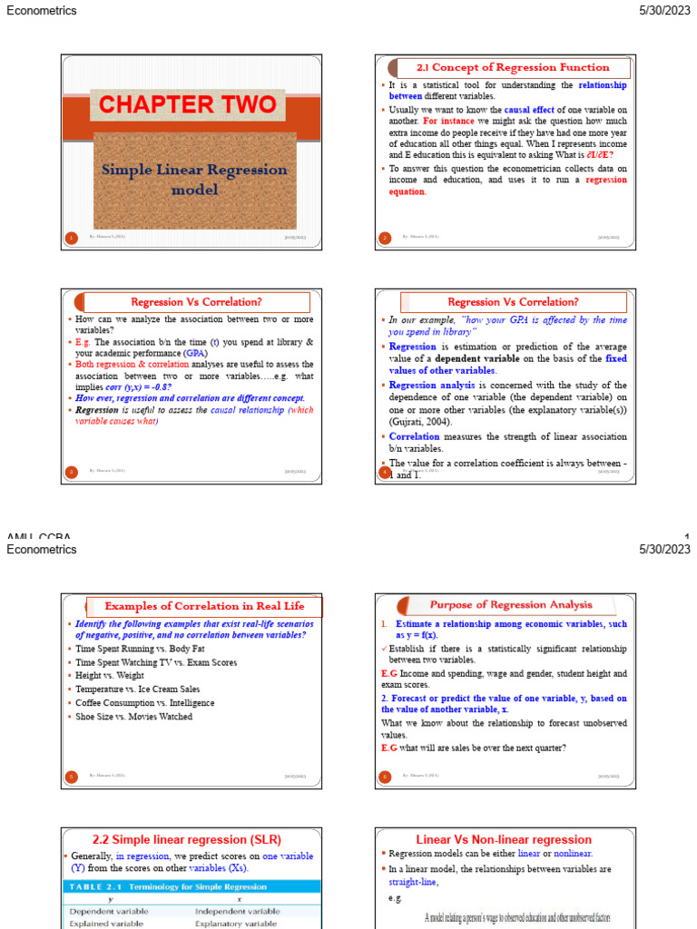 Lecture Two (Copy) | PDF | Ordinary Least Squares | Errors And Residuals