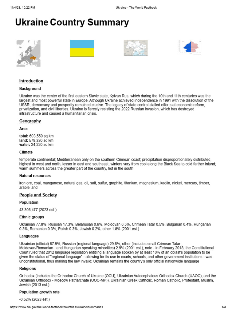 Ukraine - The World Factbook | PDF | Ukraine | Economies