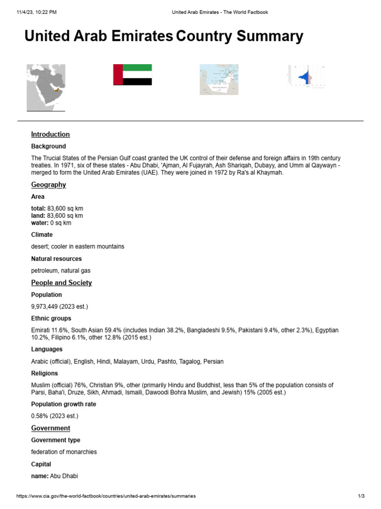 United Arab Emirates - The World Factbook | PDF | United Arab Emirates