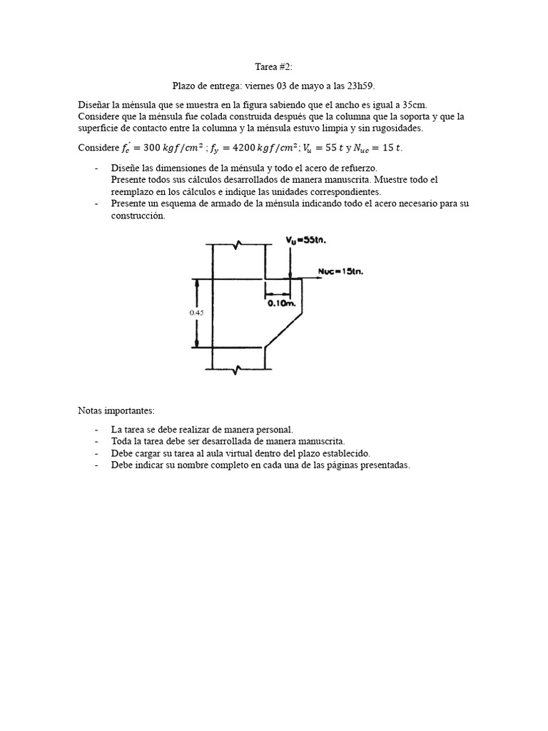 Tarea Diseño de Ménsula | PDF
