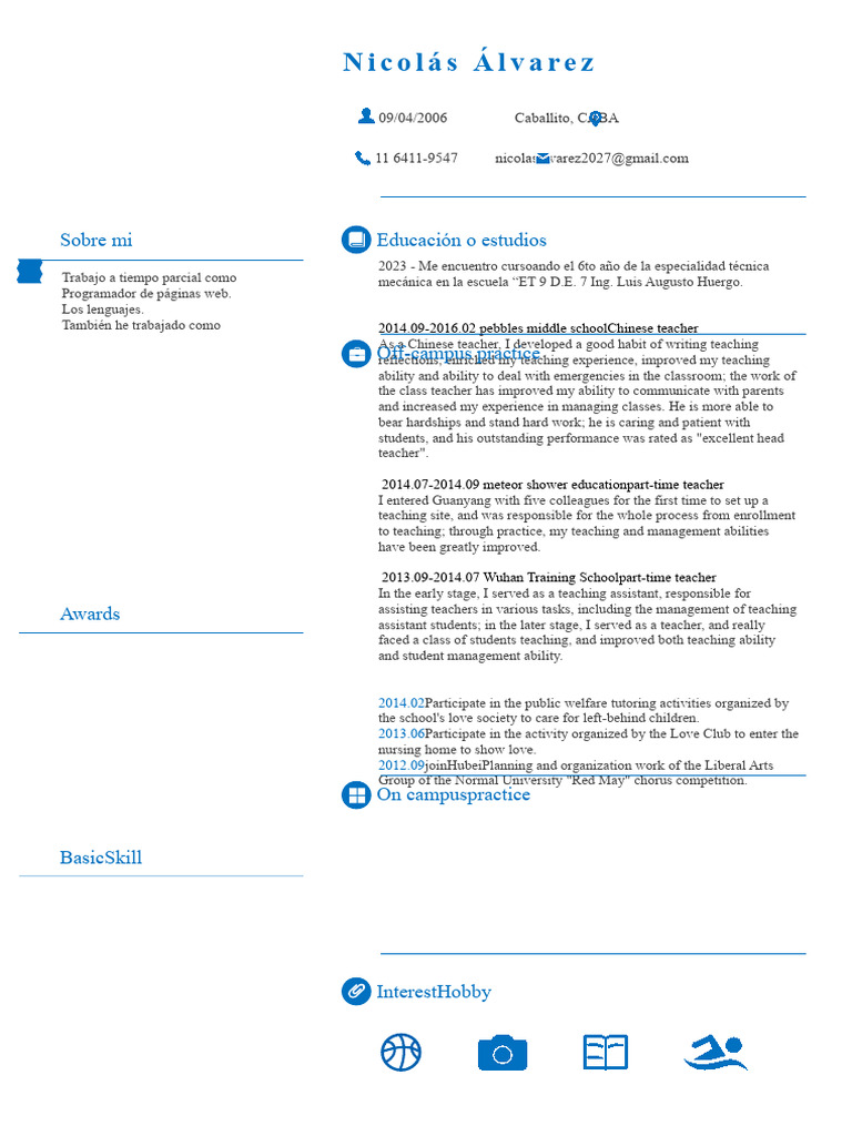 Nicolás Álvarez Currículum | Download Free PDF | Behavior Modification | Health Care