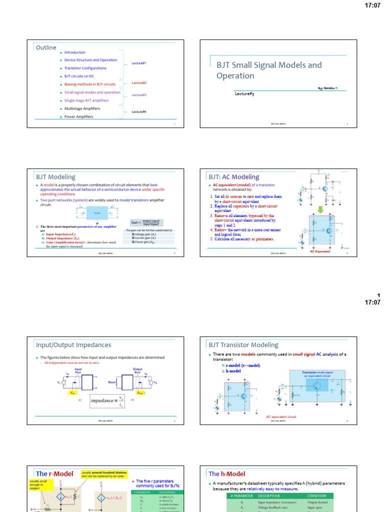 BJT Small Signal Models and Analysis | PDF | Amplifier | Bipolar Junction Transistor