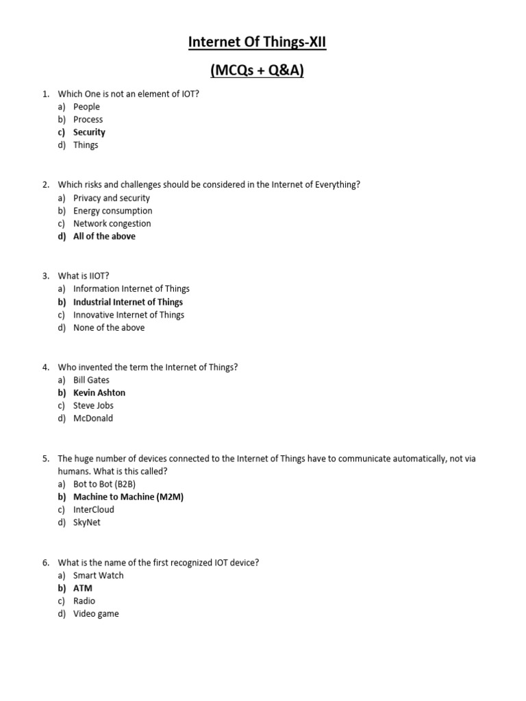 Internet of Things-Xii (Mcqs + Q&A) : C) Security | PDF | Internet Of ... Internet of Things-Xii (Mcqs + Q&A) : C) Security | PDF | Internet Of ...