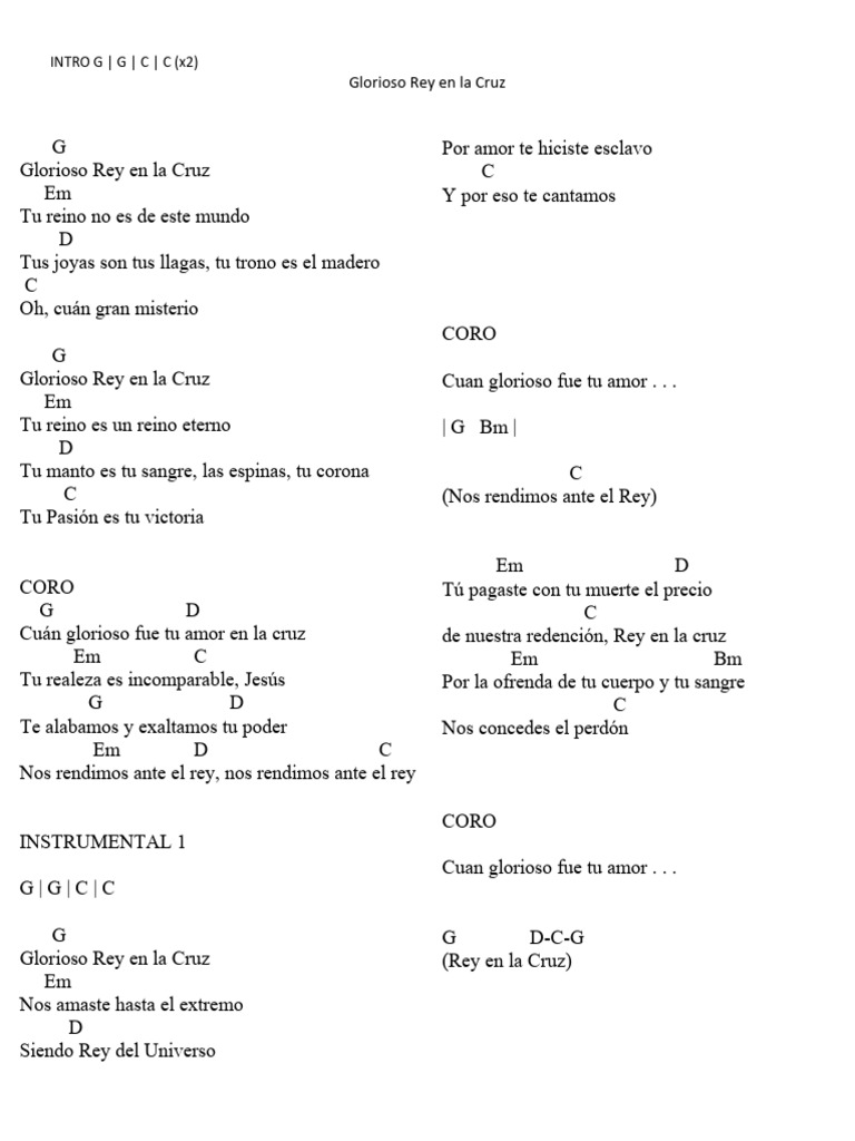 Glorioso Rey en la Cruz: Letra y Acordes | PDF