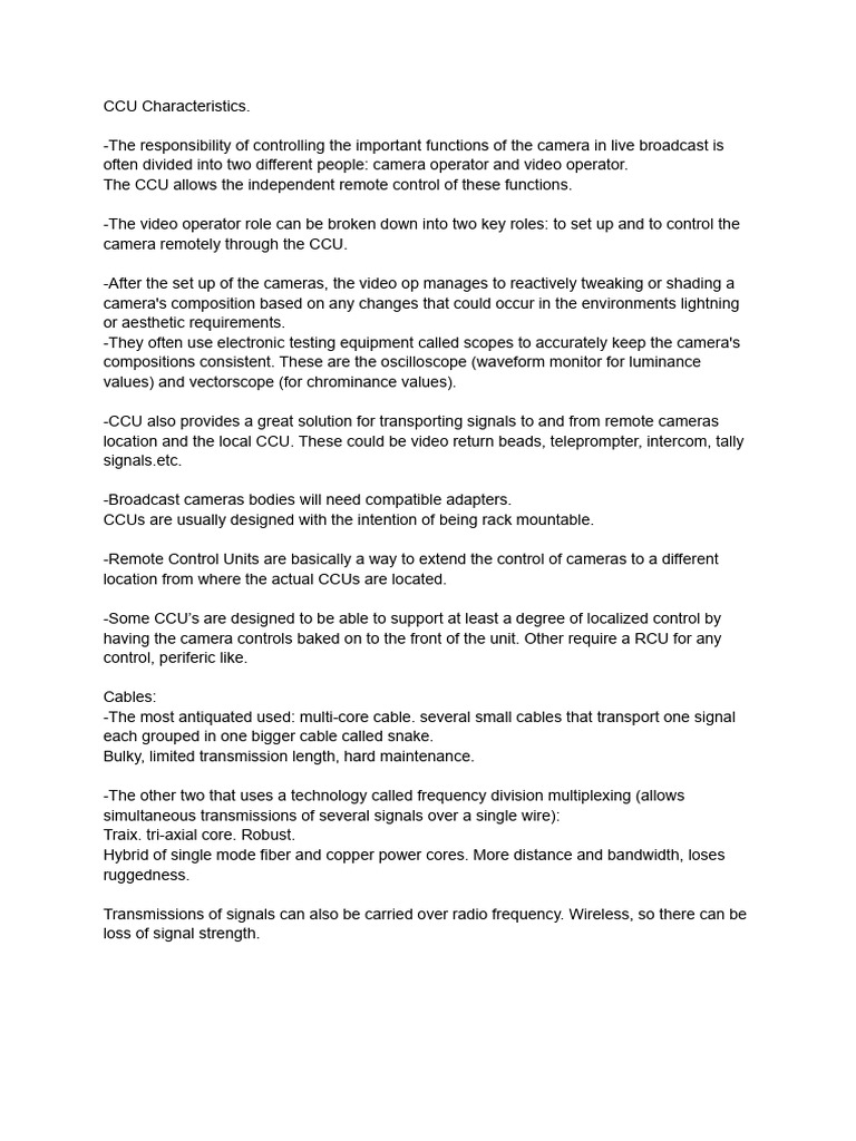 CCU Characteristics - by Rodri | PDF