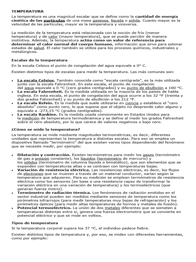 TEMPERATURA | PDF | Temperatura | Fahrenheit