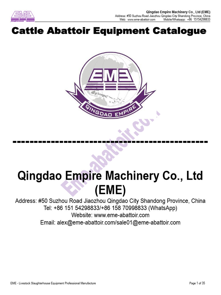 Cattle Abattoir Equipment Catalogue | PDF | Slaughterhouse | Steel