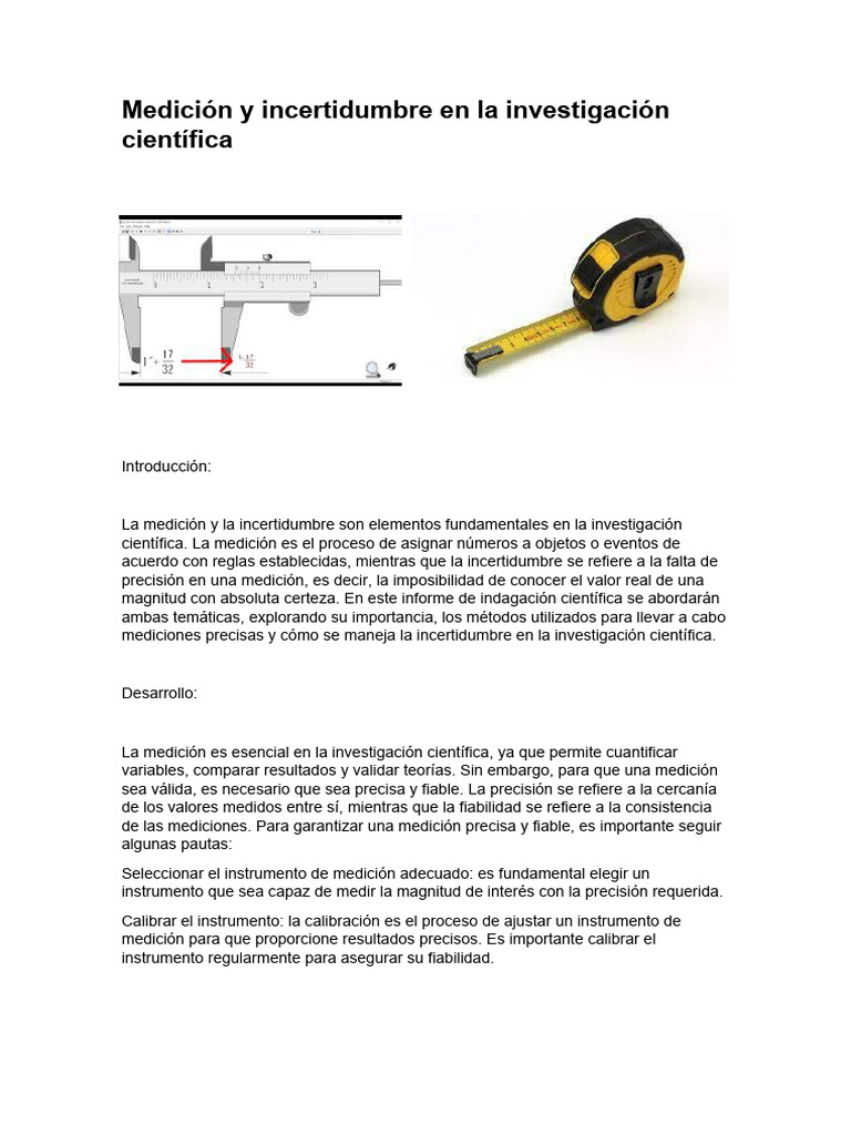 Medición y gestión de incertidumbre científica | PDF | Medición ...