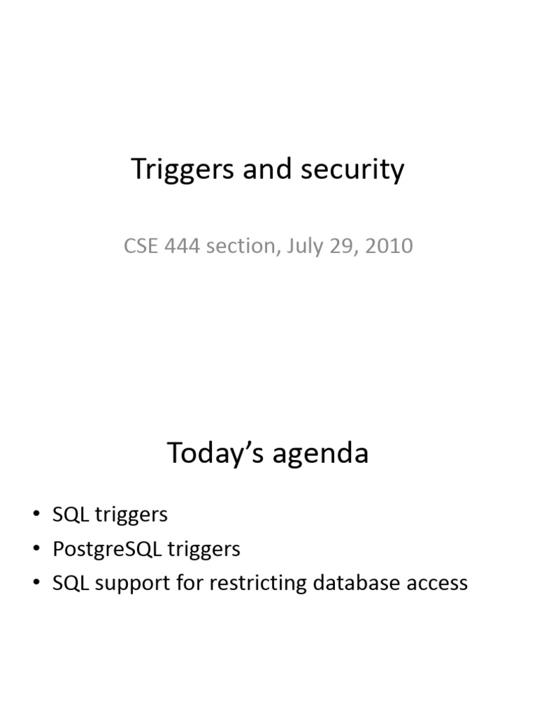 Section6 Triggers Security | PDF | Postgre Sql | Sql