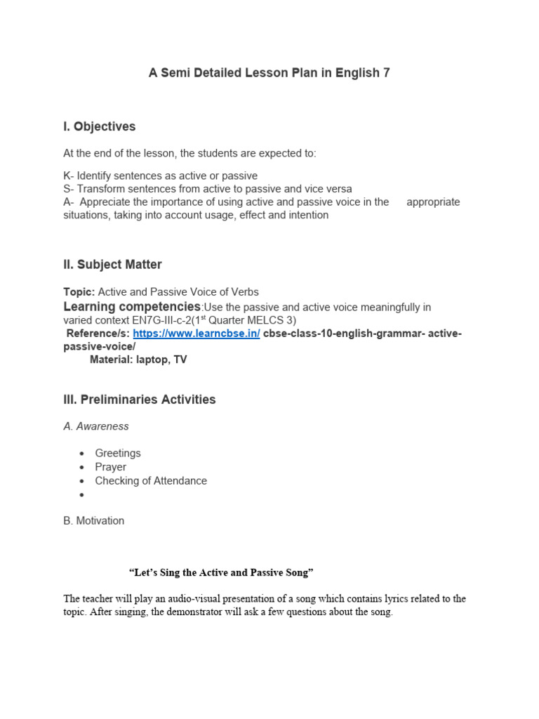 2 Final Lesson Plan | Download Free PDF | Linguistics | Syntax