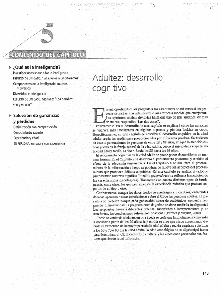 Adultez Intermedia Desarrollo Cognitivo | PDF