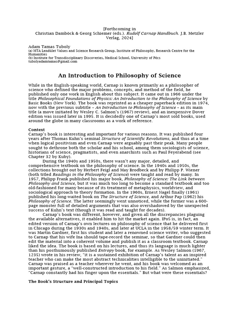 An Introduction To Philosophy of Science | PDF | Theory | Philosophy Of ...