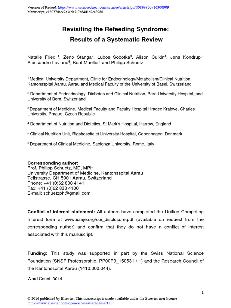Revisiting The Refeeding Syndrome | PDF | Anorexia Nervosa | Adenosine ...