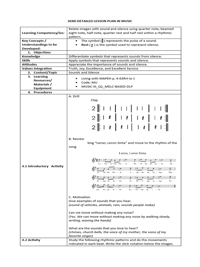 Sound and Silence in Grade 3 Music | PDF | Rhythm | Silence