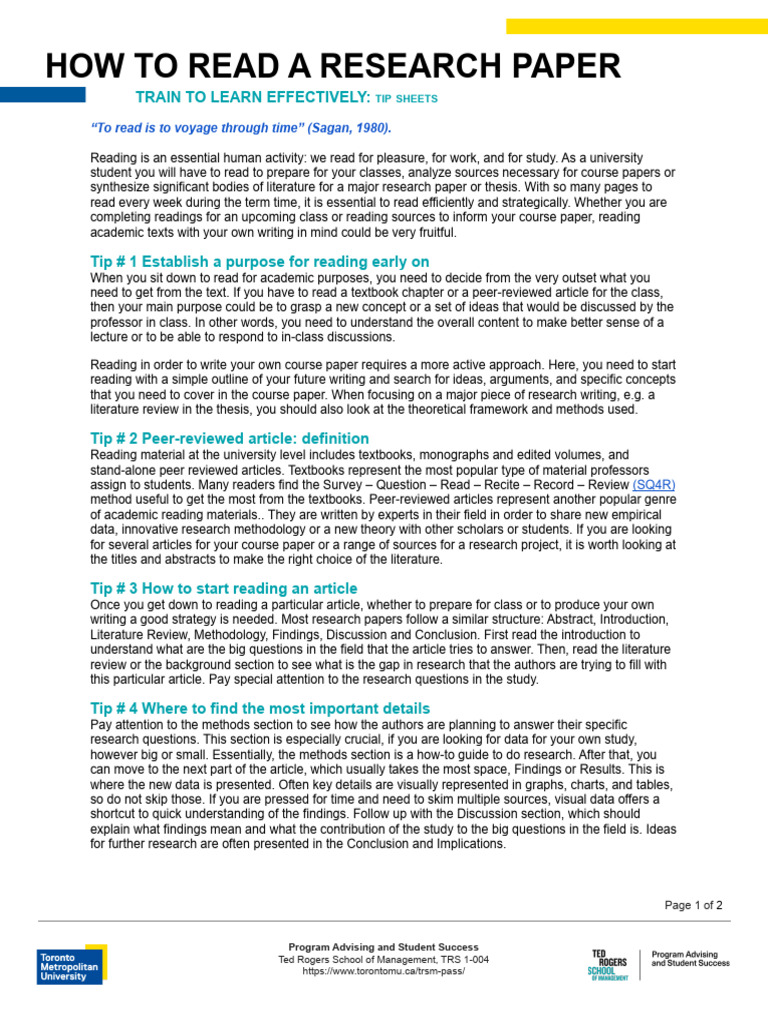 Efficient Strategies for Reading Research Papers | PDF | Methodology | Peer Review