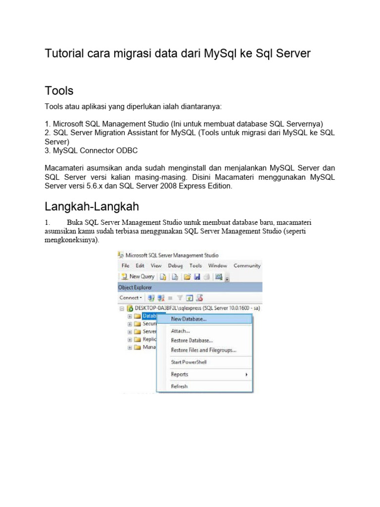 Migrasi Data MySQL ke SQL Server | PDF