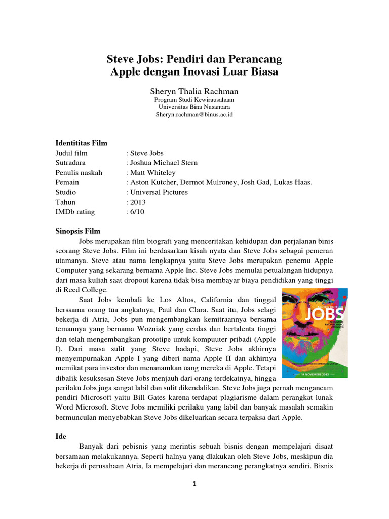 Steve Jobs Pendiri Dan Perancang Apple Dengan Inovasi Luar Biasa | PDF ...