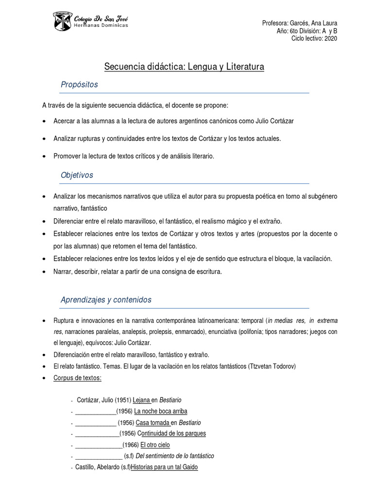 Actividades de Literatura Fantástica 6to A/B | PDF | Fantasía | Narración