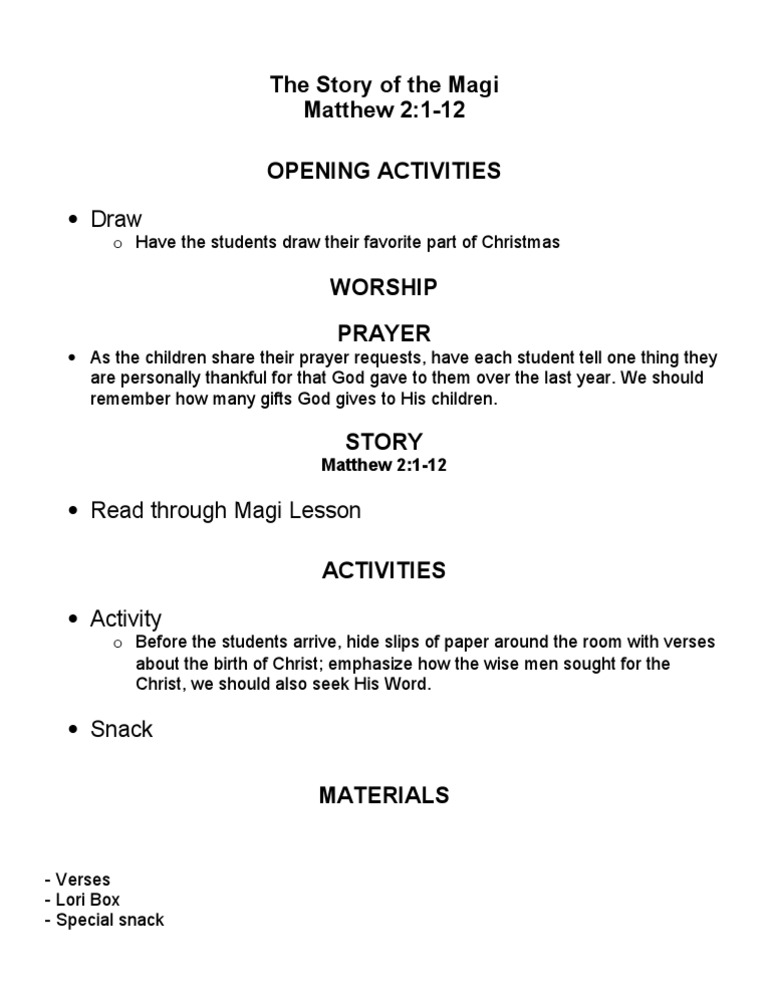Magi Lesson Plan for Kids | PDF