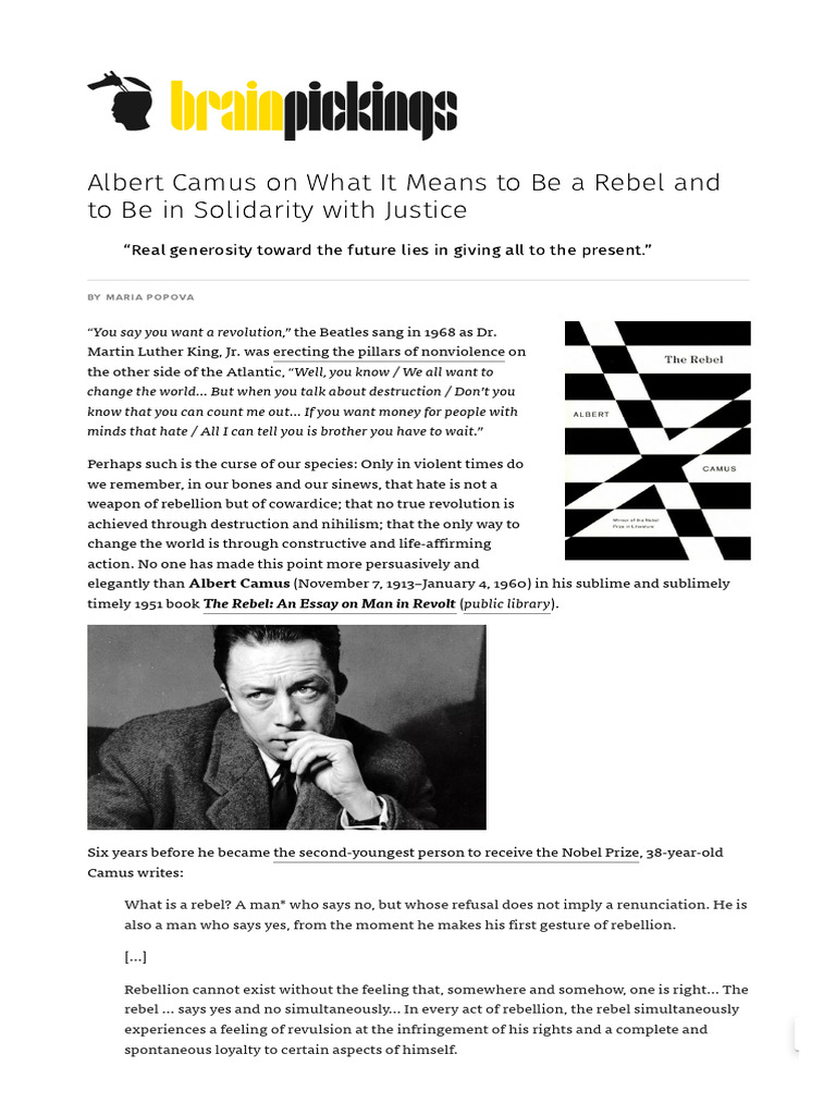 Albert Camus on Rebellion & Justice | PDF | Albert Camus | Friedrich ...