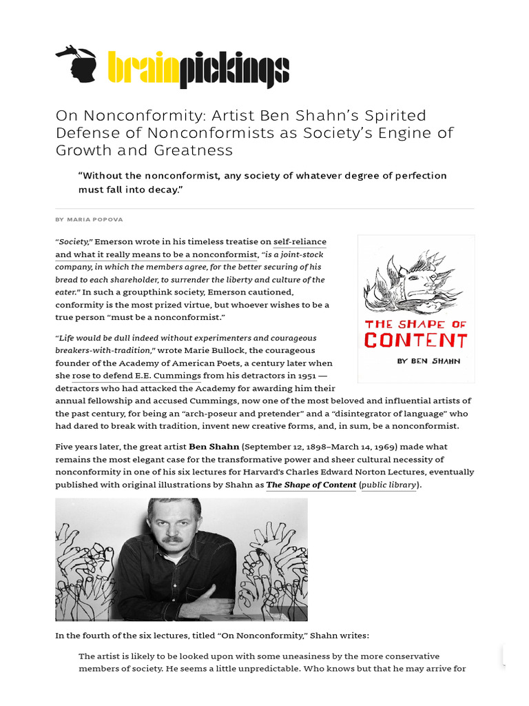 On Nonconformity - Artist Ben Shahn's Spirited Defense of ...