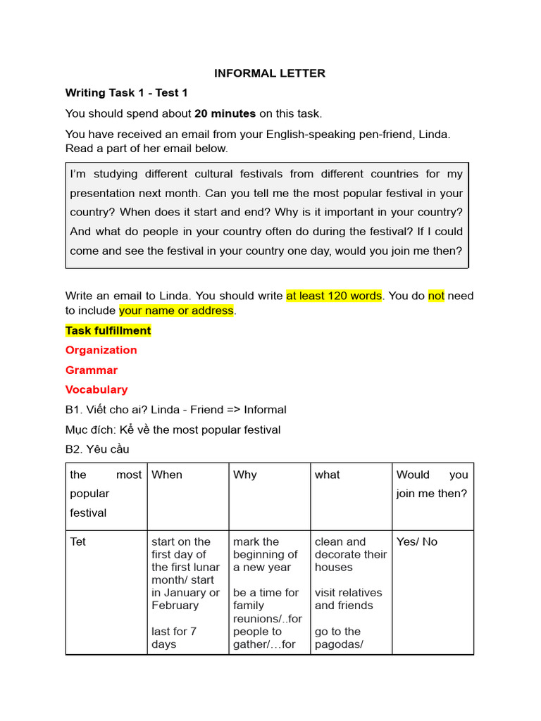 Informal & Formal Letter - 01 VSTEP 04.2024 | PDF | Foreign Language ...