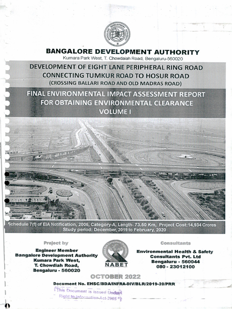 Rti - Development of Eight Lane Peripheral Ring Road Connecting Tumkur ...