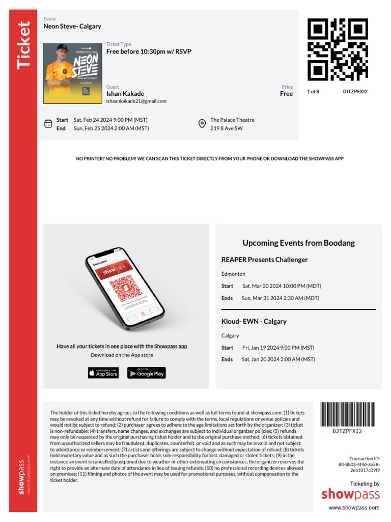 Free Before 10 - 30pm W - RSVP - Neon Steve - Calgary - Ishan Kakade | PDF