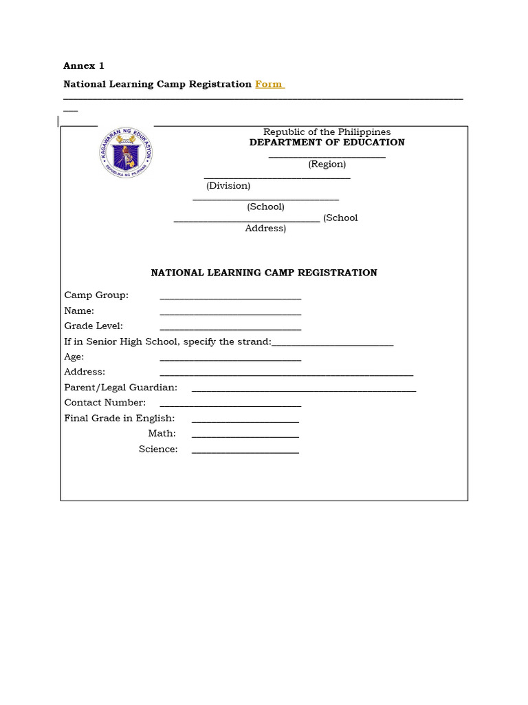 NLC Annex1 Registration Form | PDF