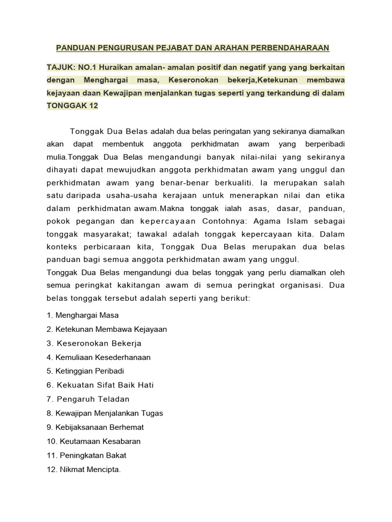 Panduan Tonggak 12 Perkhidmatan Awam | PDF