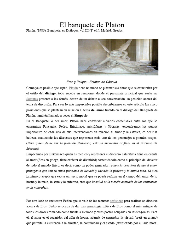 El Banquete de Platon | PDF | Simposio (Platón) | Platón