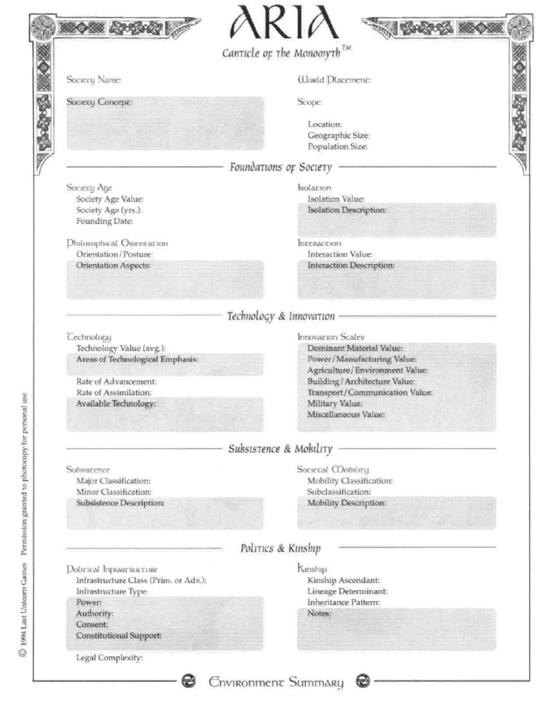 Aria Record Sheets | PDF