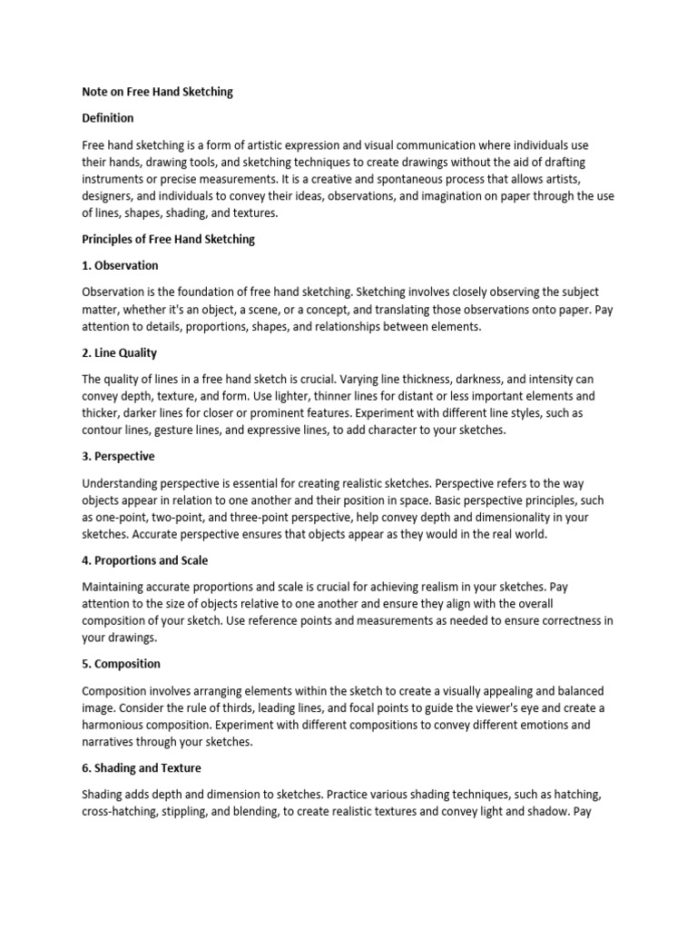 Principles of Free Hand Sketching | PDF | Drawing | Composition (Visual ...