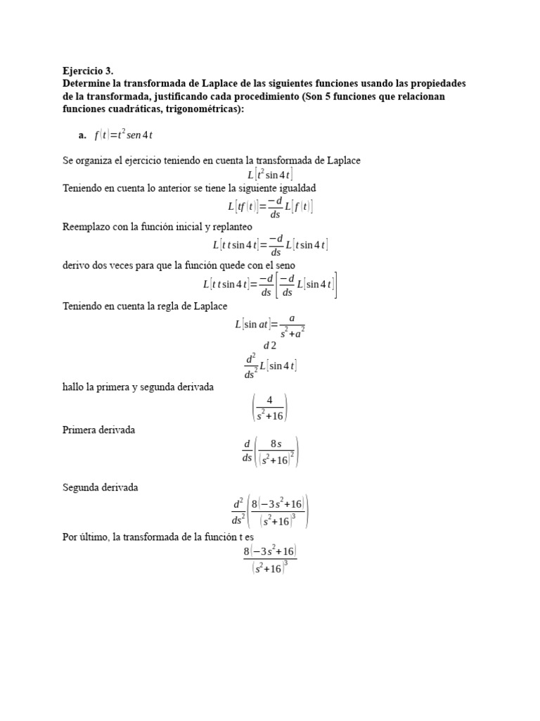 Transformadas de Laplace: Ejercicios Resueltos | PDF | Integral ...