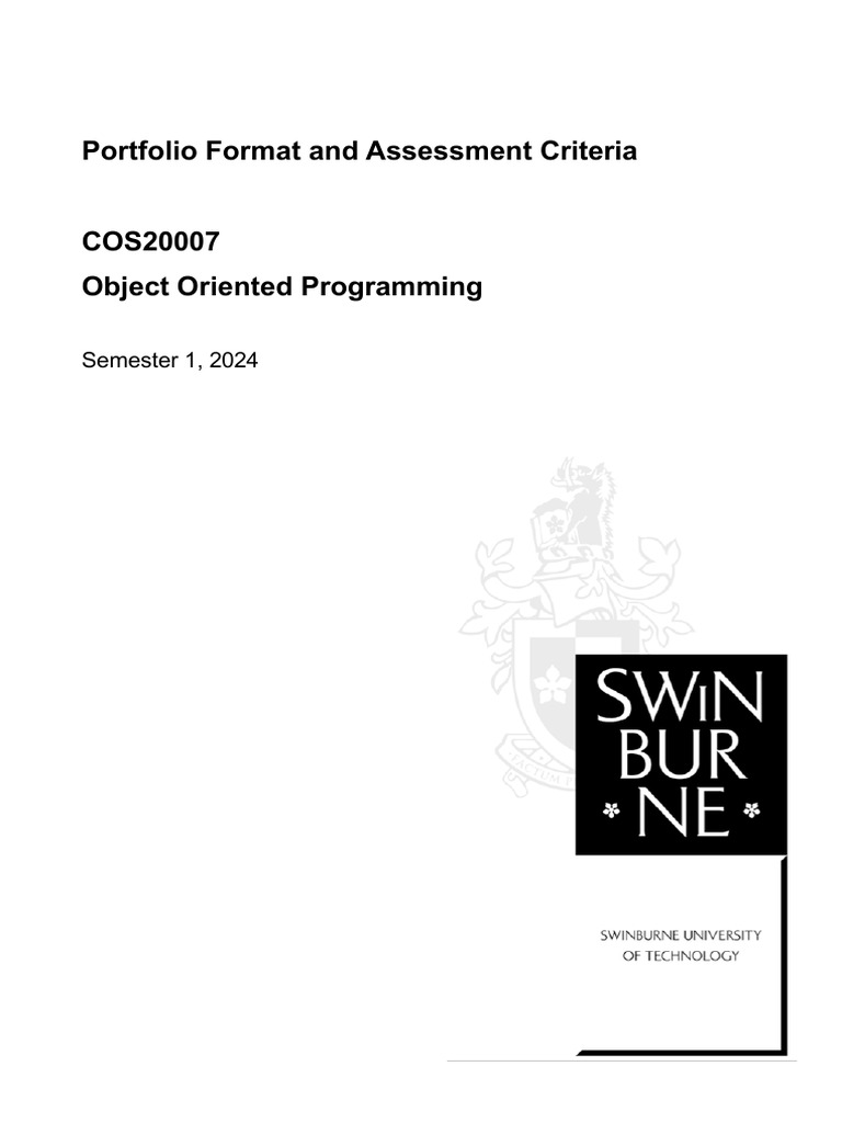 COS20007 Portfolio Format and Assessment Criteria | PDF | Educational Assessment | Class ...