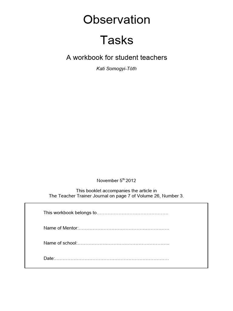 Observation Tasks New | Download Free PDF | Teachers | Mentorship